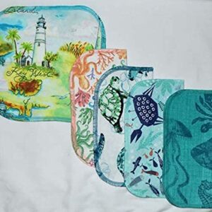 2 Ply Printed Flannel 8x8 Inches Set of 5 Sea Lovers