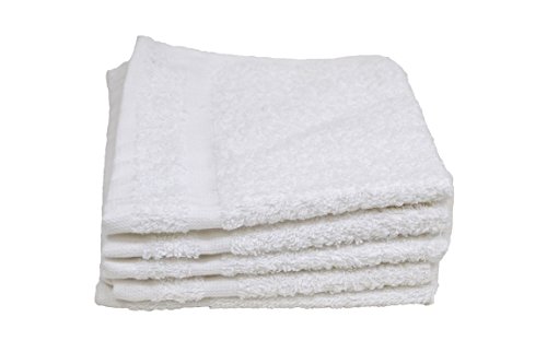 Hotel Basics AX03100 Wash Cloth 1.00 lb, Poly-Cotton, 12" x 12", White, Pack of 12