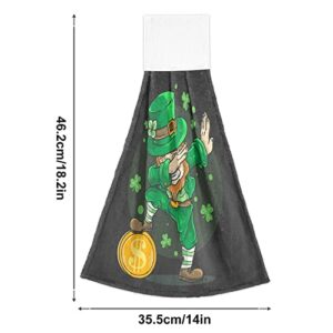 KOCOART Cute Leprechaun Clovers Kitchen Oven Towels St Patricks Day Celebration Hanging Hand Towel with Loop 2 Pieces Super Absorbent Dishcloth Fingertip Tea Bar Dish Towel for Bathroom Tabletop