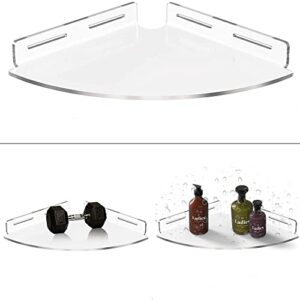 GEERFAY Acrylic Corner Shower Caddy Shelf 2 Pack with Adhesive, Wall Mount No Drilling Traceless Adhesive Bathroom Storage Organizer