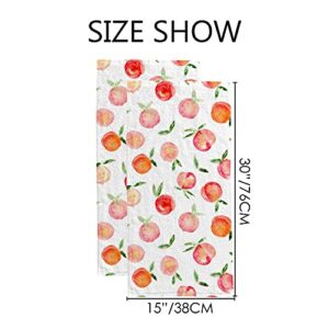 Vantaso Watercolor Peaches Fruit Hand Towels Set for Bathroom Kitchen Towels Microfiber Bath Towel Absorbent Dish Fingertip Towel for Guest Gym Spa and Bar 30 x 15 inch