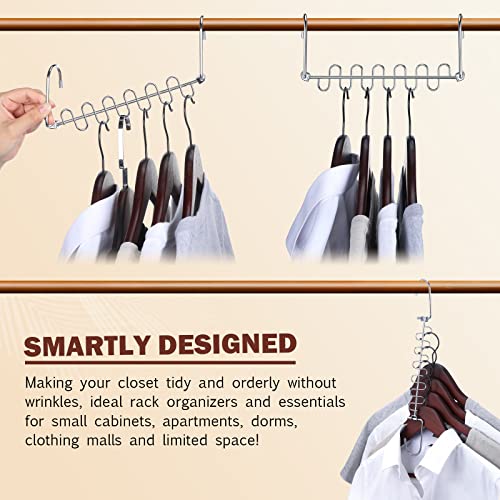 30 Pack Space Saving Hangers 12 Slots Stainless Steel Clothes Hangers Silver Closet Hangers Space Saver Organizers Cascading Hanger for Bedroom Organization Dorm Room Essentials