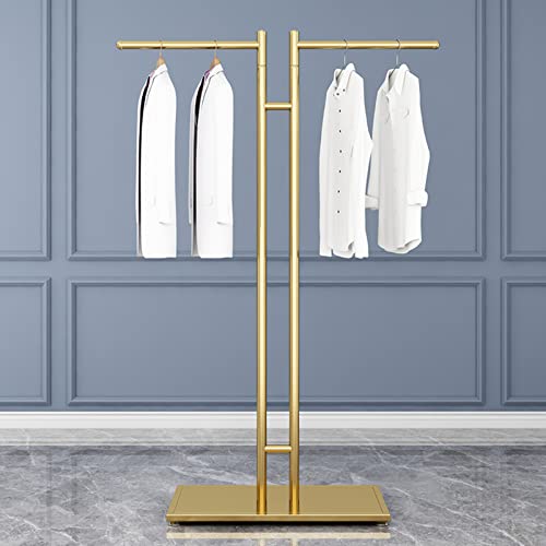 Household goods Simple Metal Clothing Store Display Stands,Gold 2-Way Clothing Rack Suit Shirt Display Stand,Entrance Porch Organization Hanging Garment Rack,with Straight Arms and Nano Spray Paint