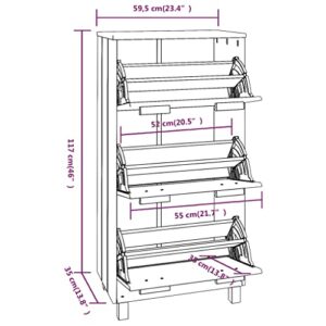 FAMIROSA 3 Flip Drawers Shoe Cabinet Solid Wood Pine, Wooden Freestanding Shoe Rack, Shoe Storage Cabinet for Entryway, Living Room, and Corridor 23.4"x13.8"x46.1" Dark Gray,Weight - 45.76 lbs