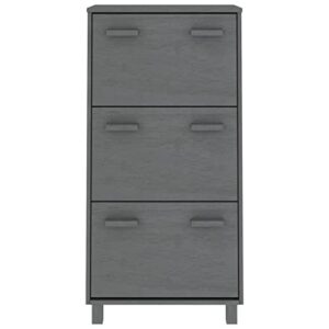 FAMIROSA 3 Flip Drawers Shoe Cabinet Solid Wood Pine, Wooden Freestanding Shoe Rack, Shoe Storage Cabinet for Entryway, Living Room, and Corridor 23.4"x13.8"x46.1" Dark Gray,Weight - 45.76 lbs