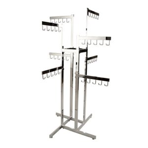 handbag rack - econoco - heavy duty chrome 4 way rack, 8 adjustable height arms, square tubing, perfect for handbags or small garments store display