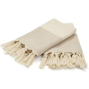 hand towels - kitchen towels - bathroom decorative towels - 100% cotton turkish towels - peshtemal soft towel for face hand hair home tea dishcloth guests - absorbent quick dry towels set of 2 (beige)