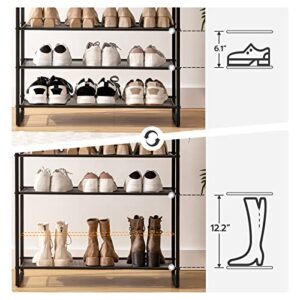 HOOBRO 12-Tier Shoe Rack, Large Capacity Shoe Storage Organizer, Holds 35-45 Pairs of Shoes, Metal Frame, Industrial, for Entryway, Closet, Hallway, Living Room, Rustic Brown and Black BF127XJ01