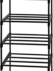 HOSTARME 5 Tiers Shoe Rack for Closet Entryway, Free Standing Racks Shelf Storage Organizer Bedroom Hallway, Black