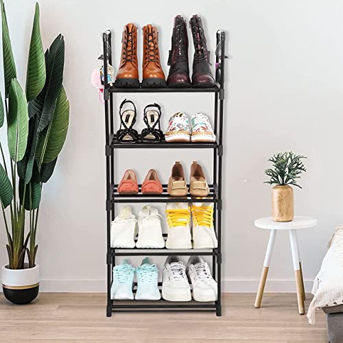 HOSTARME 5 Tiers Shoe Rack for Closet Entryway, Free Standing Racks Shelf Storage Organizer Bedroom Hallway, Black