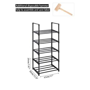 HOSTARME 5 Tiers Shoe Rack for Closet Entryway, Free Standing Racks Shelf Storage Organizer Bedroom Hallway, Black