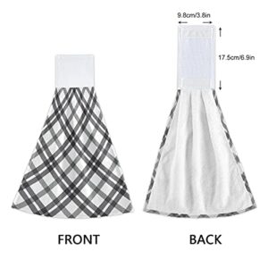 Giwawa Black and White Plaid Kitchen Hand Towel Set of 2, Absorbent Checked Dish Towels Soft Fast Drying Check Plaids Hanging Tie Towel Check Towel for Bathroom Farmhouse Home Decoration 12x17in