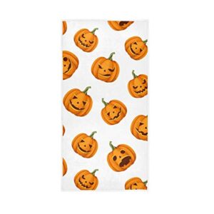 halloween pumpkin hand towels 16x30 in treat or trick bathroom towel ultra soft highly absorbent small bath towel kitchen dish guest towel home bathroom decorations