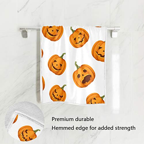 Halloween Pumpkin Hand Towels 16x30 in Treat Or Trick Bathroom Towel Ultra Soft Highly Absorbent Small Bath Towel Kitchen Dish Guest Towel Home Bathroom Decorations