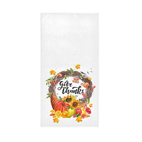 Give Thanks Harvest Pumpkin Hand Towels 16x30 in Sunflower Autumn Maple Leaf Bathroom Towel Ultra Soft Highly Absorbent Small Bath Towel Kitchen Dish Guest Towel Home Bathroom Decorations