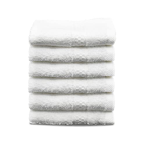 Leather & Looms Cotton Soft washcloths, 12 Pack Bathroom face Towel 12"x12", Soft Feel, Extra-Absorbent & Quick Drying (White)