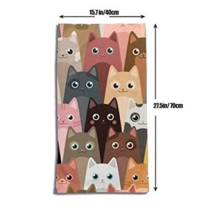 antoipyns Cute Cats Highly Absorbent Large Decorative Hand Towels Multipurpose for Bathroom, Hotel, Gym and Spa (16 X 30 Inches)