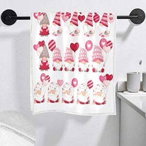 Exnundod Pink Gnomes Set Hand Bath Towel 16x30in, Spring Mother's Day Soft Absorbent Face Towel Washcloths for Home Decorative Holiday Gifts