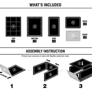 SupBro Collection Crate - Easy Access Storage Shoes Box -Plastic Foldable Stackable Sneaker Display Storage with Clear Front Door Organizer-2 Pack (Transparent)