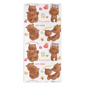 fisnae cute funny bears mom hand towels mother's day quote absorbent bathroom towel soft decorative towels for bathroom, hotel, gym, spa, yoga 28.7 x 13.8 in