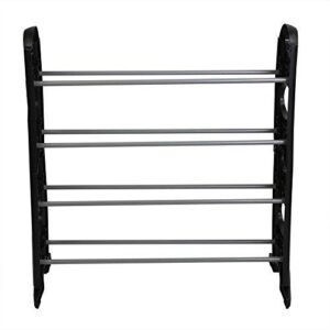 Home Basics 12 Pair Organizer Shoe Rack, 4 Tiered Shoe Organizer, Storage Shelf, Ideal for Entryway Hallway, Black