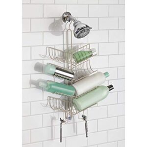 iDesign Verona Metal Hanging Bathroom Shower Caddy, Extra Space for Shampoo, Conditioner, Soap, Razors, Loofahs, Towels, 24.6" x 10.6" x 3.8", Satin Silver