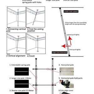 tonchean Floor to Ceiling Clothing Rack Tension Rod Clothes Rack Double 2-Tier Adjustable Clothes Garment Rack Heavy Duty Closet Organizer System