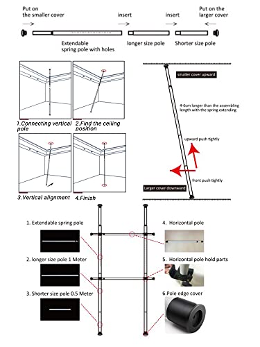 tonchean Floor to Ceiling Clothing Rack Tension Rod Clothes Rack Double 2-Tier Adjustable Clothes Garment Rack Heavy Duty Closet Organizer System