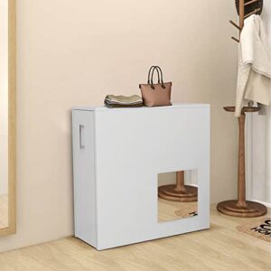 Pull-Out Shoe Rack, Shoe Cabinet with Hidden Shoe Rack Modern Shoe Cabinet, Storage Shoe Cabinet with Wheels and Mirror Creative Closet Shoe Cubby Decorative Furniture, White