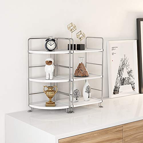 3-Tier Bathroom Countertop Storage Organizer Cosmetic Makeup Vanity Tray Kitchen Spice Rack Standing Shelf, Silver