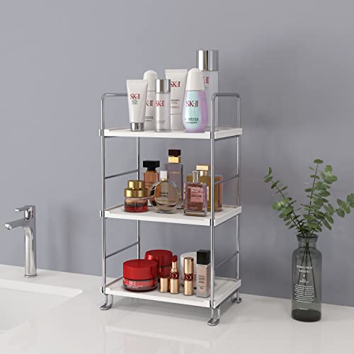 3-Tier Bathroom Countertop Storage Organizer Cosmetic Makeup Vanity Tray Kitchen Spice Rack Standing Shelf, Silver