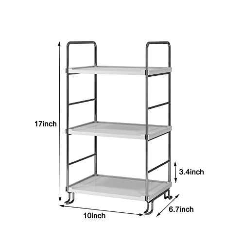 3-Tier Bathroom Countertop Storage Organizer Cosmetic Makeup Vanity Tray Kitchen Spice Rack Standing Shelf, Silver