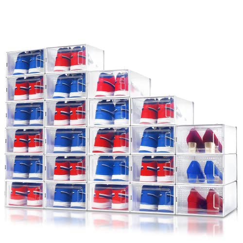 24 Pack Clear Shoe Organizer For Closet Shoe Storage Organizer Shoe Storage Boxes Shoe Box Shoe Containers Sneaker Storage