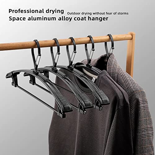 YASEZ 5 Hangers Aluminum Alloy Hangers Wide Buckle Fixed Drying Rack Outdoor Balcony with (Color : Black)