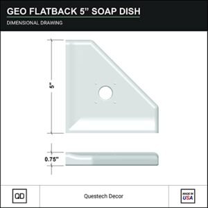 Questech Décor 5 Inch Shower Soap Dish, Wall Mounted Soap Dish Corner Shower Shelf, Retrofit Shower Caddy For Tiled Shower Walls, Bathroom Corner Shelf, 5 Inch Geo Flatback, Gold Finish