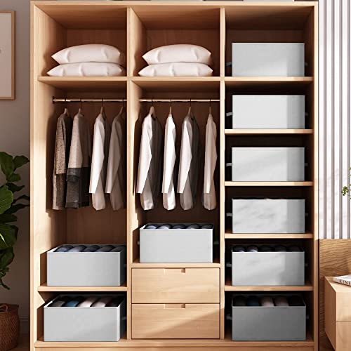 Secret Space Wardrobe Clothes Organizer, 4 Pack Durable Large 7 Grids Clothes Organizer for Folded Clothes, Washable Closet Drawer Storage Organizer for Clothes, Pants, Jeans and T-Shirt, Drak Grey