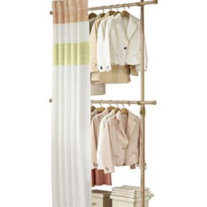 PRINCE HANGER, Premium Wood Colored 2 Tier Hanger with Curtain, Clothing Rack, Closet Organizer, Free Standing, Garment Rack, PHUS-0063, Made in Korea