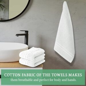 TOALLA 100% Cotton Salon Towel Set of 24|400 GSM|Soft Hand Towel|Bulk Hand Towel|Cotton Salon Towel|Ideal for Spa Gym Bathroom Hotel|Absorbent||Not Bleach Proof|Quick Dry|Hand Towel 16 x 27 in|White