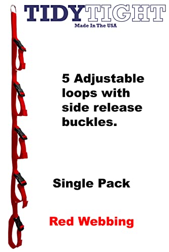 Tidy Tight Storage Loop Straps. Single Pack. Store Cords, Hoses, Christmas Lights, Etc. One of A Kind Storage System On The Market. (Red)