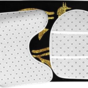 Ancient Egyptian Ankh Gold Bathroom Antiskid Pad Set 3 Piece Bath Mat,Water Absorption Contour,Toilet Lid Cover