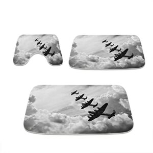 theblackspot world war 2 ww2 in color warplane bathroom rugs 20 x 31 grey men boys bath mat 16 x 24 sets 3 piece memory foam anti slip absorbent mats u-shaped contour shower mat