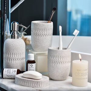 lilyang grey ceramic bathroom accessories set, 4 pcs bathroom accessory set with soap dispenser, 2 bathroom tumblers and soap dish, premium accesorios para baño for bathroom decor