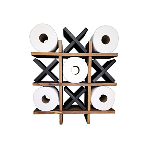 Tic Tac Toe Toilet Paper Holder (Brown with Black X's)