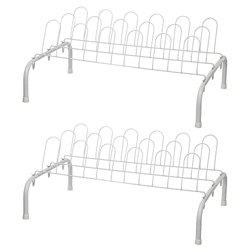 ClosetMaid 1039 Heavy Duty Lightweight 9 Pair Freestanding Wire Shoe Rack Organizer for Closet, Hallway, or Entryway, White (2 Pack)