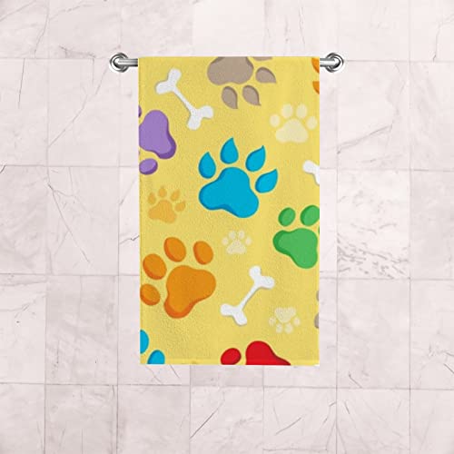 Hand Bath Towels 2 Pack Cartoon Funny Paws Absorbent Face Fingertip Towels for Bathroom Kitchen Gym Spa Soft Hair Drying Cloth Quick Dry, 30 x 15 Inch