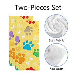 Hand Bath Towels 2 Pack Cartoon Funny Paws Absorbent Face Fingertip Towels for Bathroom Kitchen Gym Spa Soft Hair Drying Cloth Quick Dry, 30 x 15 Inch