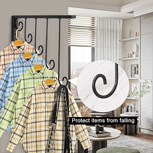 Livabber Clothing Rack Wall Mounted, Heavy Duty Metal Garment Rack for Hanging Clothes with 5 Hanging Rings, Rustic Wall Clothes Organizer for Bedroom Retail, 3 Pack (Black)