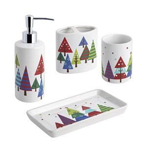 allure home creation holiday christmas tree 4-piece ceramic bath accessory set