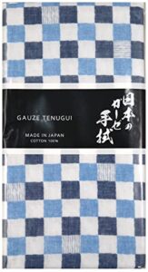 mikura double gauze tenugui, japanese towel, ichimatsu (blue)