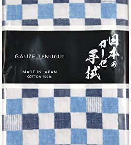 MIKURA Double Gauze Tenugui, Japanese Towel, Ichimatsu (Blue)